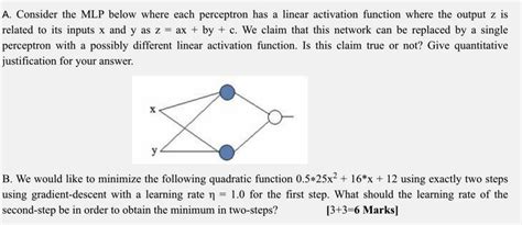 Solved A Consider The Mlp Below Where Each Perceptron Has A