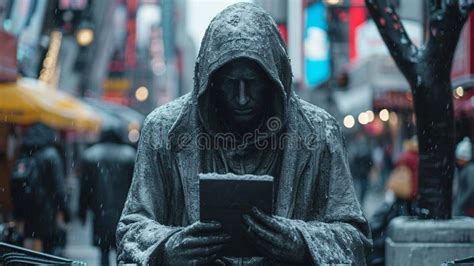 Statue Of Hacker In The City Stock Illustration Illustration Of