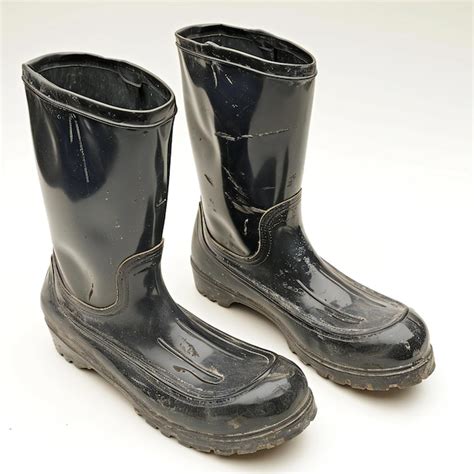 Old Black Rubber Boots Isolated On A White Background Premium Ai