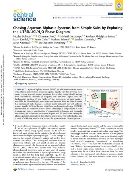 Pdf Chasing Aqueous Biphasic Systems From Simple Salts By Exploring The Litfsi