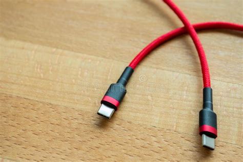 The Red Usb Type C Is A Hi Speed Data Transfer Port Stock Image Image Of Charging