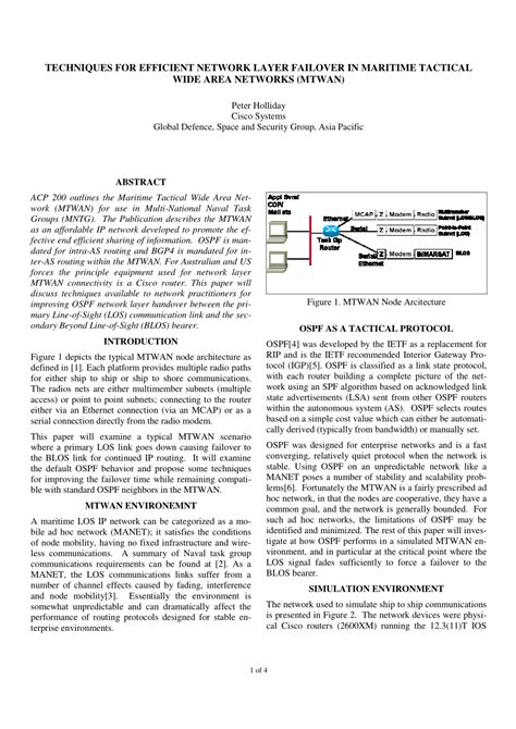 PDF Techniques For Efficient Network Layer Failover In Maritime Tactical Wide Area Networks