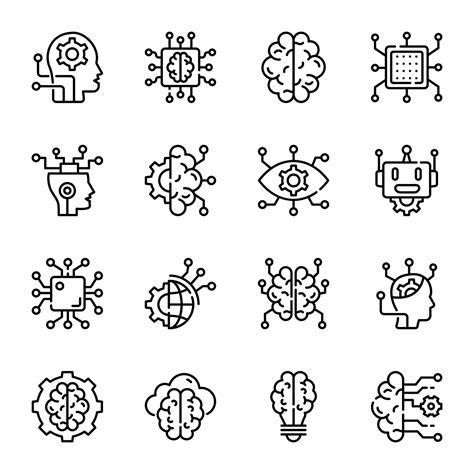 Pack Of Artificial Intelligence Outline Icons 12192446 Vector Art At