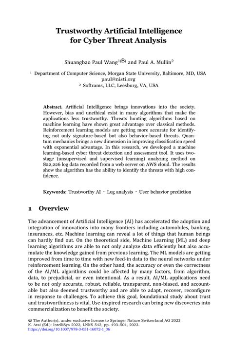 (PDF) Trustworthy Artificial Intelligence for Cyber Threat Analysis