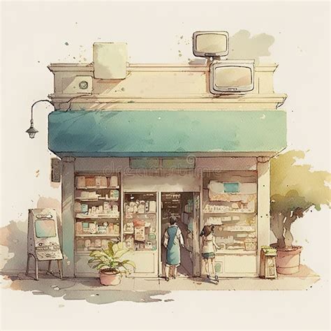 Cute Electronics Store Ai Generative Watercolor Illustration Stock Illustration Illustration