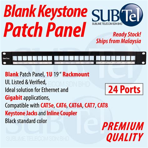 24 Port Blank Shielded Keystone Jack Patch Panel Rj45 19 1u Rackmount 24 Ports Cat6 Cat7 Cat8