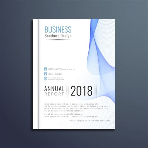 팜플릿 템플릿 우아한 흰색 물결 모양의 비즈니스 무료 벡터