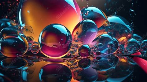 무료 놀라운 홀로그램 3d 아트워크의 최면 유체 방울 Ppt 배경 Slidesdocs