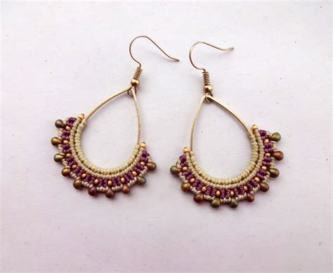 Macrame Earrings Tutorial 3 Micro Macrame Pattern Pdf Etsy