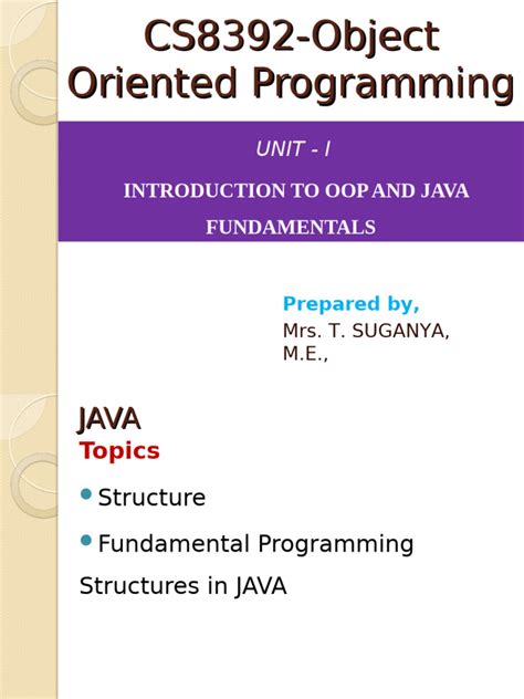 Oop Unit I Java Introduction I Pdf Class Computer Programming