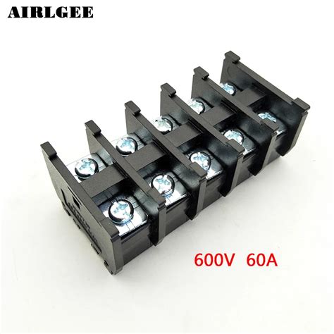 V A Dual Row DIN Rail Mount Position Screw Terminal Strip Free