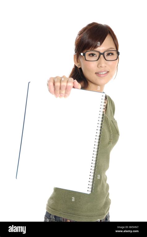 Female University Babe Showing A Spiral Notebook Stock Photo Alamy