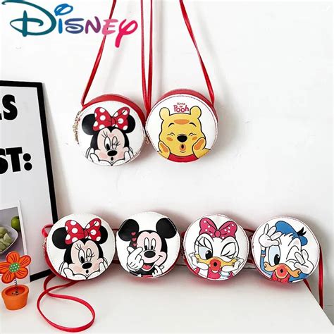 디즈니 미키 마우스 어린이 숄더백 애니메이션 작은 원형 가방 만화 동전 지갑 소녀 메신저 백 어린이 장난감 크리스마스 선물