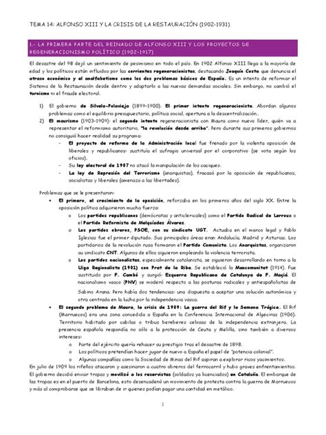 Tema 14 Historia | PDF | España | Política de españa