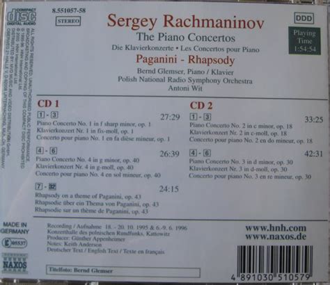 2xcd Bernd Glemser Sergei Vasilyevich Rachmaninoff The Piano