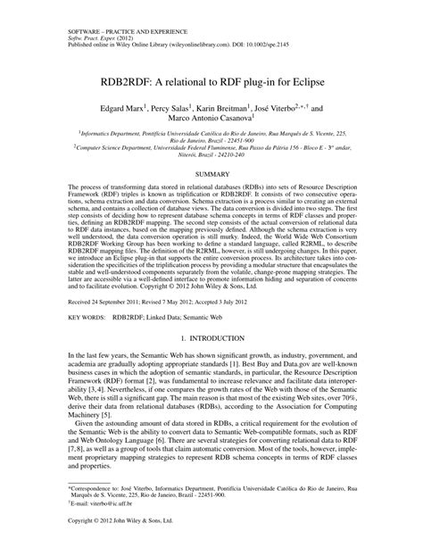 Pdf Rdb2rdf A Relational To Rdf Plug In For Eclipse