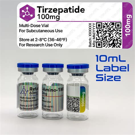 Peptide Vial Labels For 10ml Vials 25 X 10 Labels Waterproof
