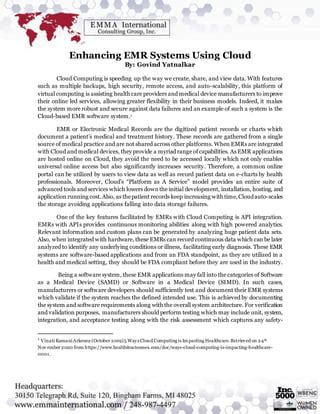Enhancing EMR Systems Using Cloud PDF