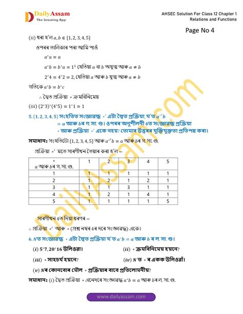 Ahsec Class 12 Mathematics Chapter 1 Solution 14 Relations And