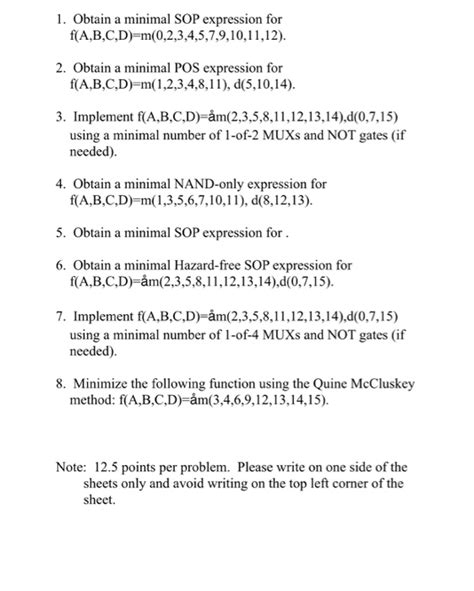 solved 1 obtain a minimal sop expression for f a b c d