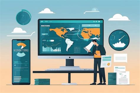 Premium Photo Data Monitoring Illustration Designed In Flat Style