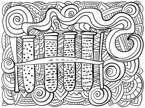 Stand With Test Tubes And Ornate Patterns Science Coloring Page Stand With Test Tubes And Ornate Patterns Science Coloring Page
