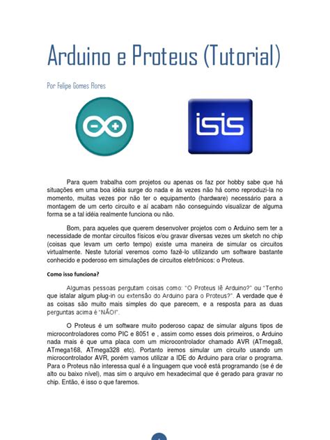 Simulando Arduino No Proteus Pdf Arduino Engenharia Da Computação