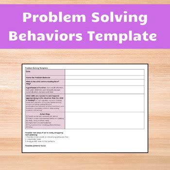 Problem Solving Behaviors Template By Stronger SpEd TPT