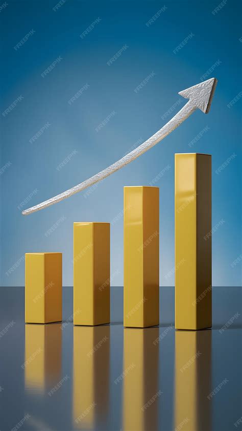 Vertical Bar Chart With Upward Trend Line Graph On Blue Gradient Background Vertical Mobile