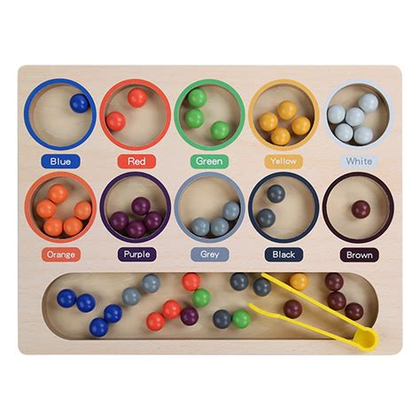 Montessori Colour Beads Sorting Tray Tong Transfer Activity Happy Gumnut