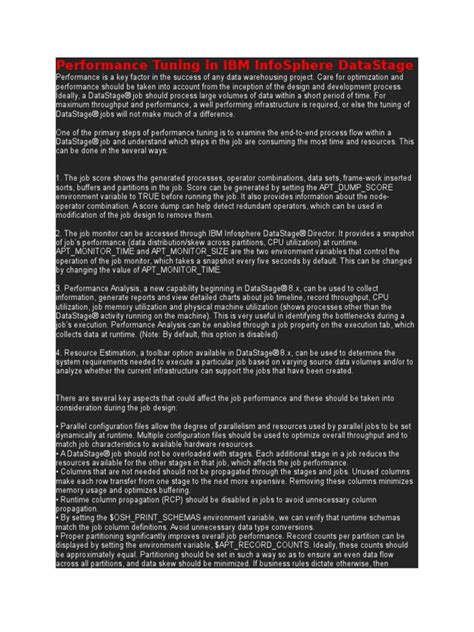 Performance Tuning In Ibm Infosphere Datastage Pdf Databases