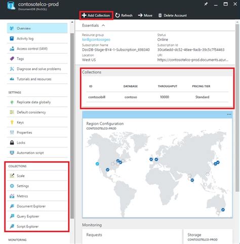Documentdb Updates In The Azure Portal New Metrics Blade And Improved Collections Management
