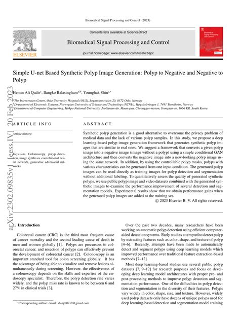 PDF Simple U Net Based Synthetic Polyp Image Generation Polyp To Negative And Negative To Polyp