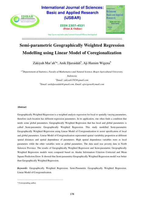 pdf semi parametric geographically weighted regression modelling