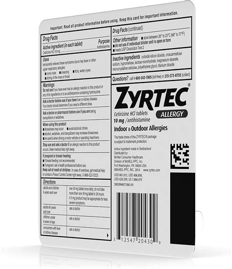 Zyrtec 10mg Tablets 5 Count Fast Acting Allergy Relief Buy Now With