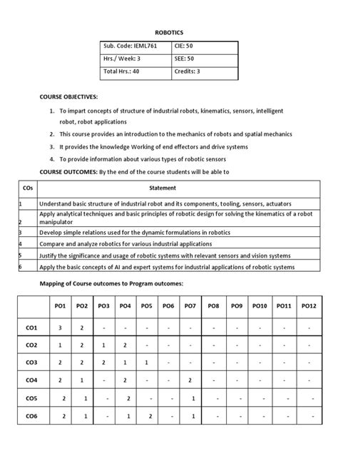 Robotics Cos Statement Pdf Robotics Robot