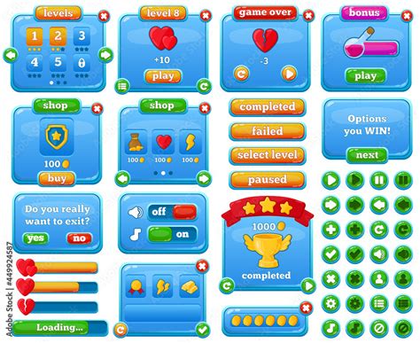 Cartoon Casual Web Mobile Game Menu Interface Game Gui Interface