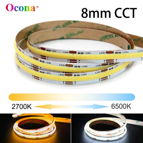 8mm Narrow Pcb Cob Cct Led Strip Lights Tunable White 2700 6500k Dual