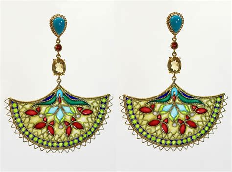 Handmade Earrings with Turquoise, Colorful Sapphires, and Citrines