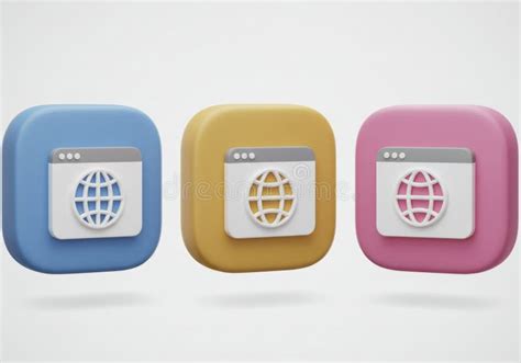 Colorful Internet Browser Icon Set With World Globe Graphic Stock Illustration Illustration Of