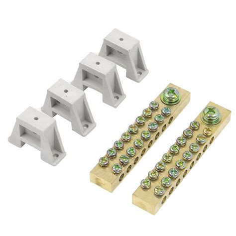 Buy Mironey Double Row Screw Terminal Barrier Strip Block 8 Positions Brass Terminal Grounding