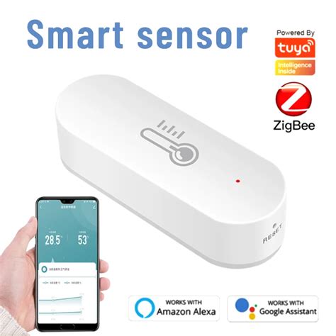 Tuya ZigBee Smart Temperature And Humidity Sensor Battery Powered Work With Alexa Google