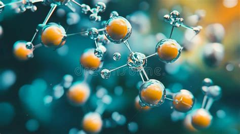 Dynamic Molecular Structure Visualization With Vibrant Colors Stock