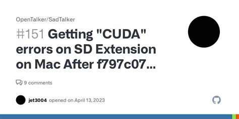 Getting CUDA Errors On SD Extension On Mac After F C Update Issue OpenTalker