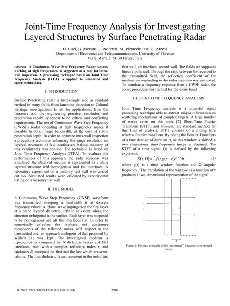 Pdf Joint Time Frequency Analysis For Investigating Layered Structures By Surface Penetrating