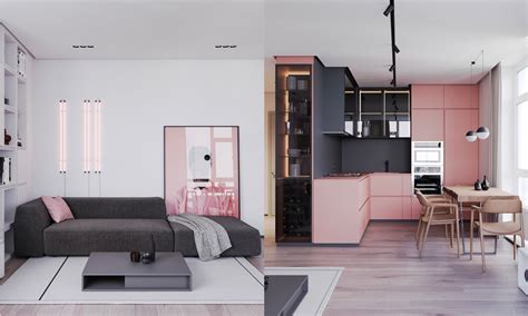 A Striking Example Of Interior Design Using Pink And Grey