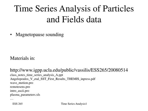 PPT Time Series Analysis Of Particles And Fields Data PowerPoint Presentation ID