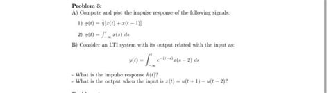 Solved Problem A Compute And Plot The Impulse Response Chegg Com