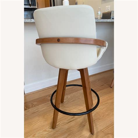 Walnut And Cream Faux Leather Counter Stools Aptdeco Walnut And Cream Faux Leather Counter Stools Aptdeco