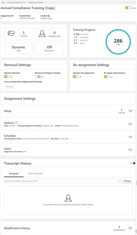 Assignment Summary Page